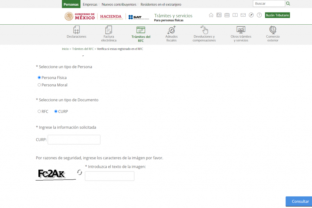 Consultar RFC - RFC en línea
