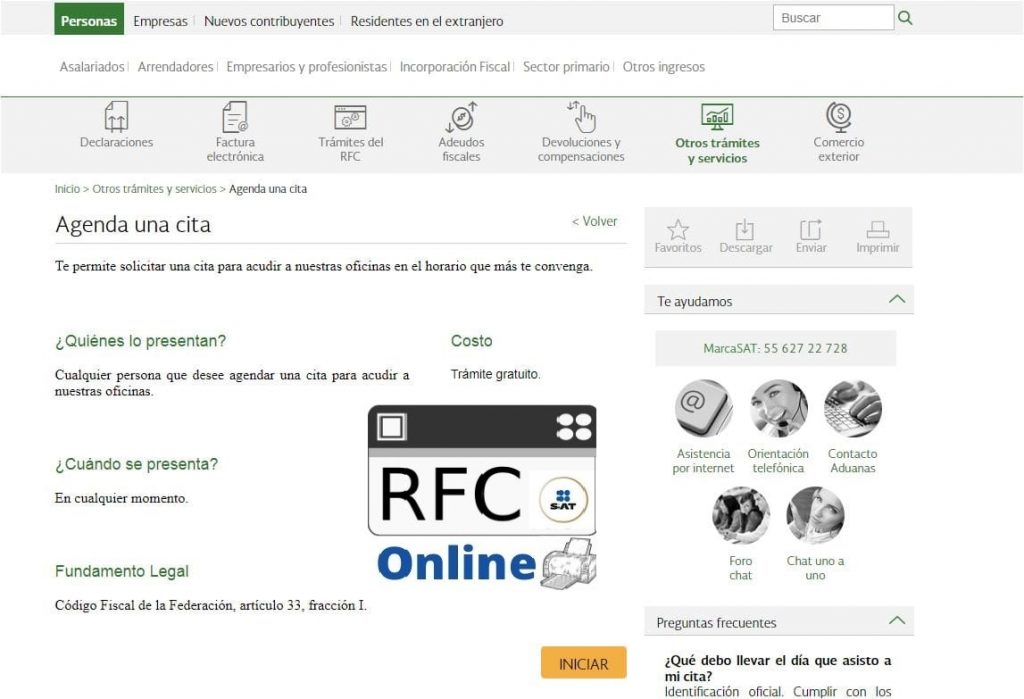 Citas SAT - RFC en línea