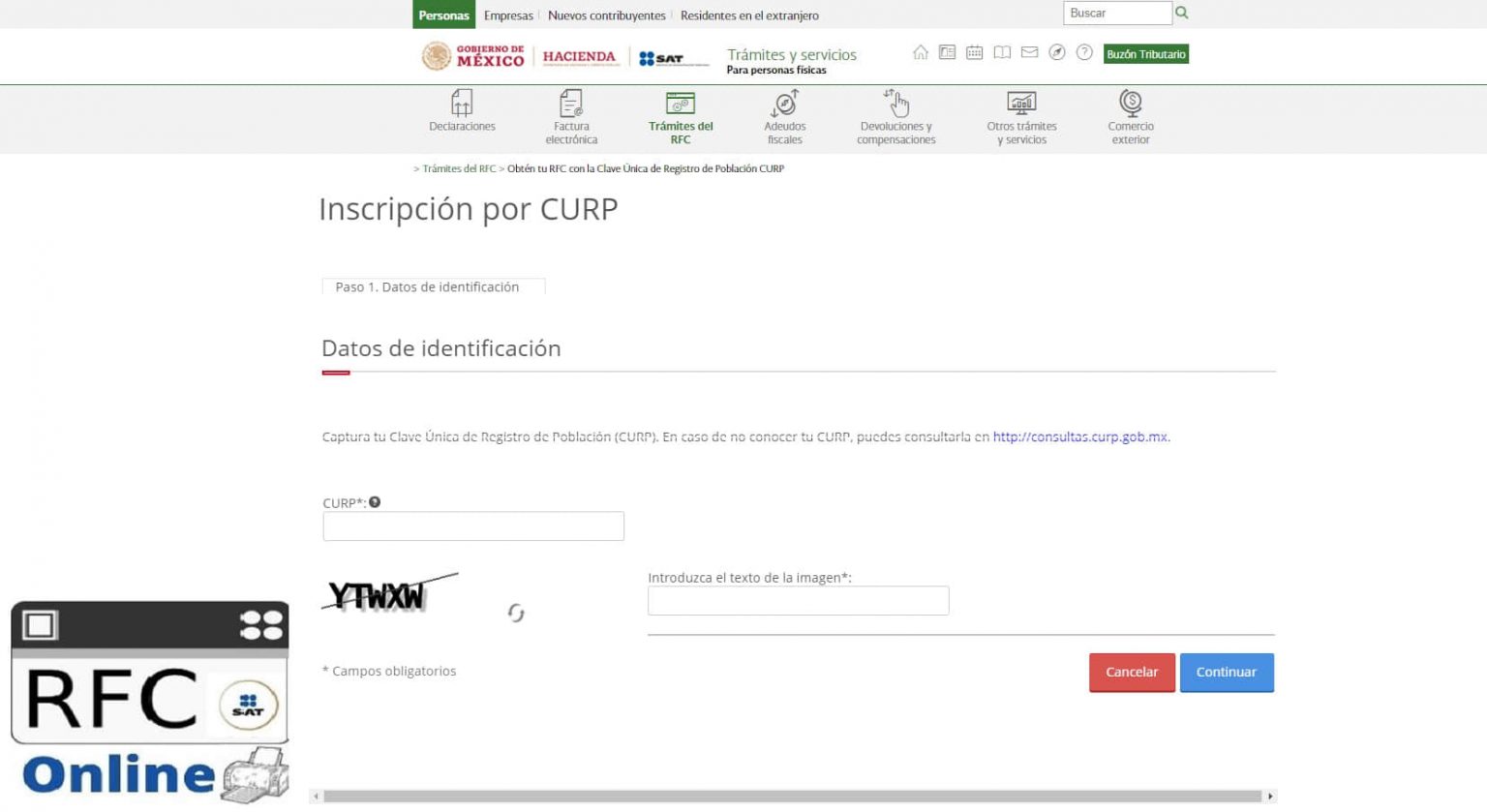 Como sacar el RFC con la CURP - RFC en línea